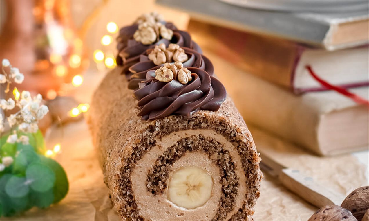 Rolada s bananom, orasima i karamelom Recept | Dr. Oetker